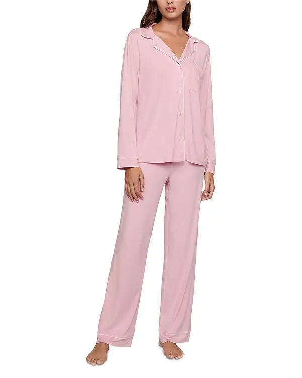 Eberjey Gisele Tencel Modal Long Pj Set - Pink Nectar/ivory