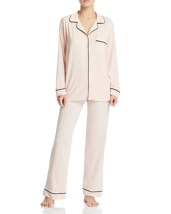 Eberjey Gisele Tencel Modal Long Pj Set - Sorbet/black