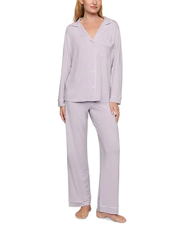 Eberjey Gisele Tencel Modal Long Pj Set - Thistle/ivory