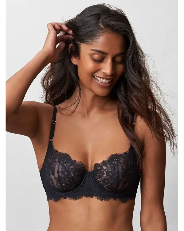 SKARLETT BLUE Entice Lace Balconette Bra - Black/ Midnight
