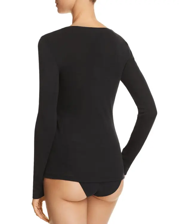 Hanro Woolen Silk Long Sleeve Shirt - Black
