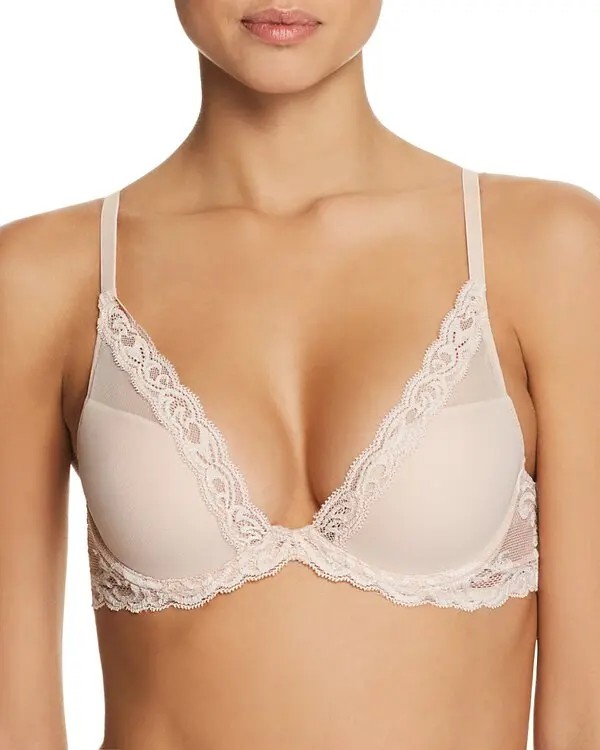 Natori Feathers Contour Plunge Bra - Cameo Rose