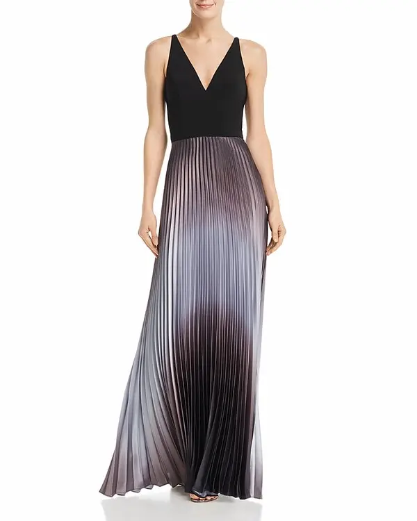 Aqua Pleated Shimmer Gown Exclusive - Black/silver