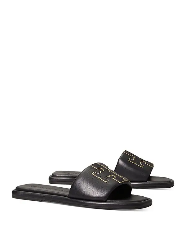 Tory Burch Double T Sport Slide Sandals - Perfect Black