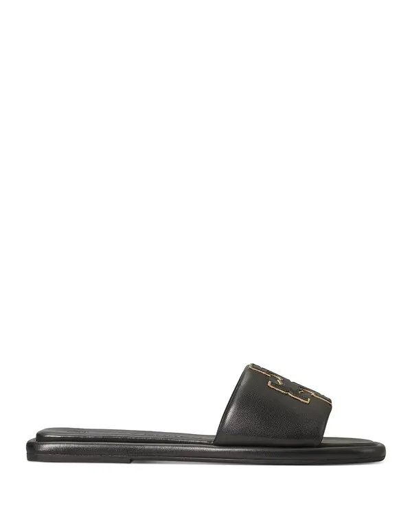 Tory Burch Double T Sport Slide Sandals - Perfect Black