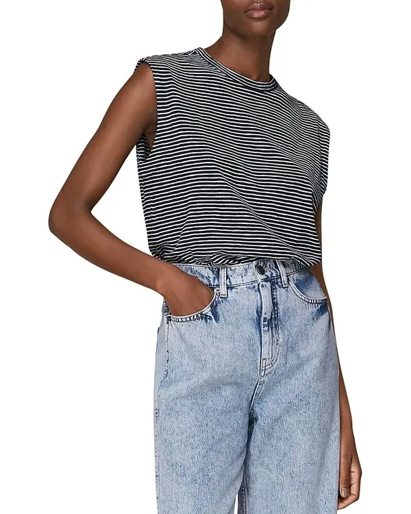 Whistles Organic Cotton Striped Muscle Tee