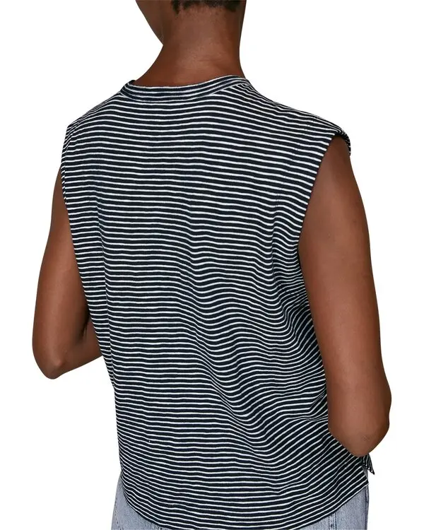Whistles Organic Cotton Striped Muscle Tee