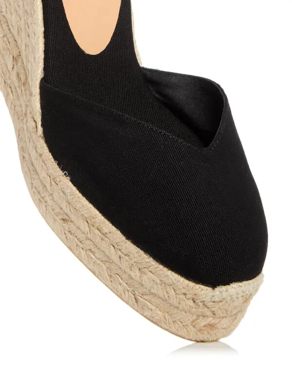 CastaÑer Chiara Ankle Tie Wedge Espadrille Sandals - Negro
