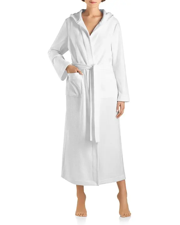 Hanro Robe Selection Plush Hooded Long Robe - White