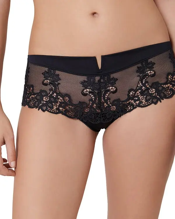 Simone Perele Saga Lace Mesh Boyshorts - Black/black