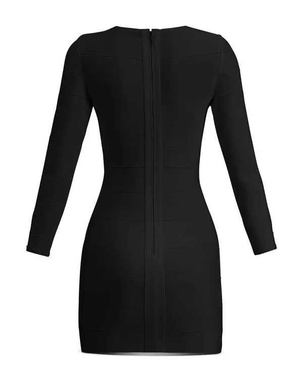 Herve Leger Long-sleeve Mini Sheath Dress