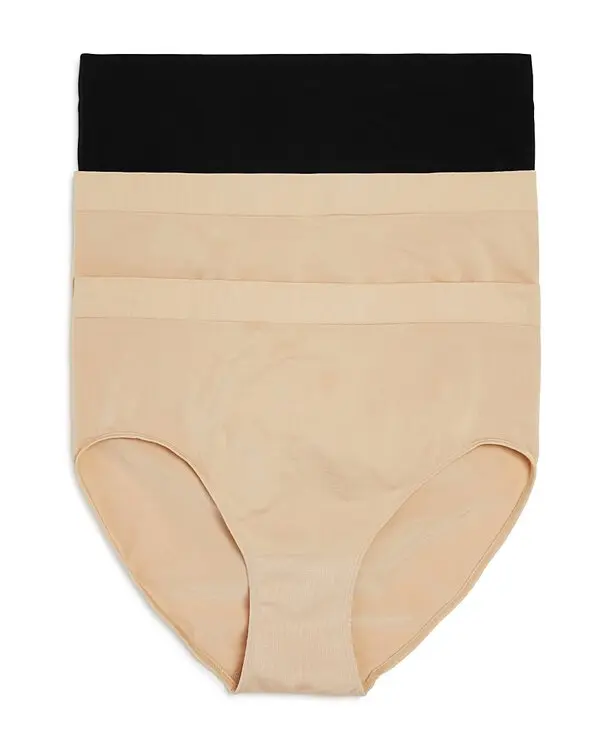 Wacoal B. Smooth Seamless Briefs, Set Of 3 - Sand/black