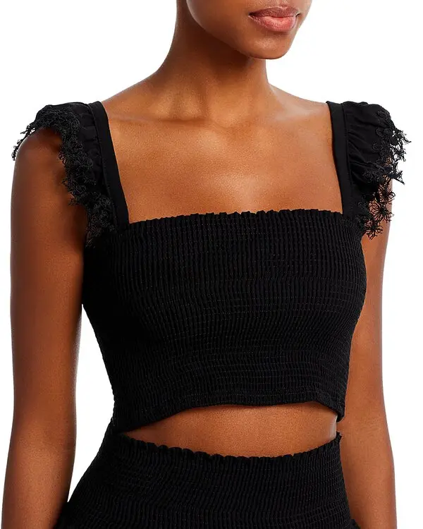 Peixoto Mariel Smocked Top Swim Cover-up - Black