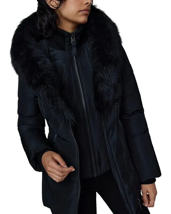 Mackage Adali Hooded Down Jacket With Shearling - Black/black Shearling