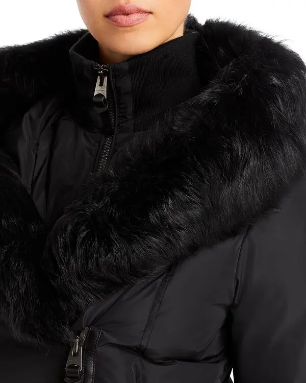 Mackage Adali Hooded Down Jacket With Shearling - Black/black Shearling
