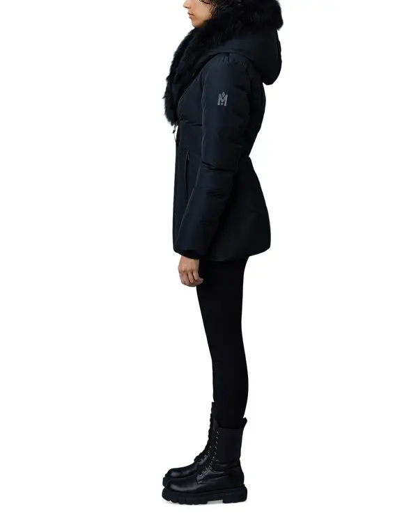 Mackage Adali Hooded Down Jacket With Shearling - Black/black Shearling