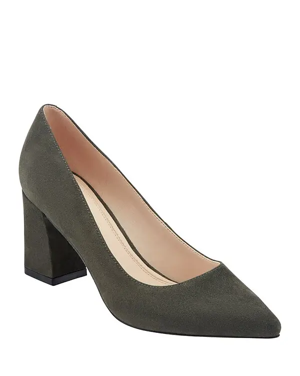 MARC FISHER LTD. Zala Pointed-toe Block Heel Pumps - Dark Green