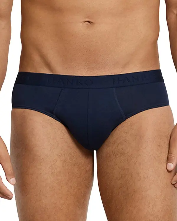 Hanro Cotton Essential Briefs, Pack Of 2 - Deep Navy