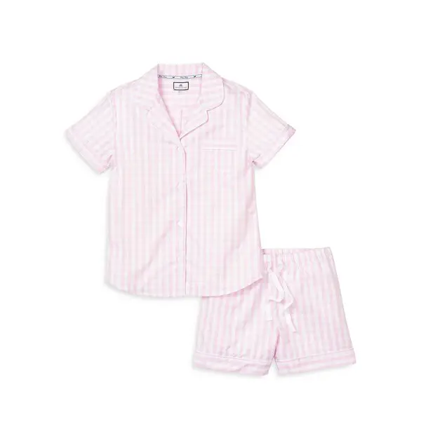 PETITE PLUME Gingham Cotton Pajama Shorts Set