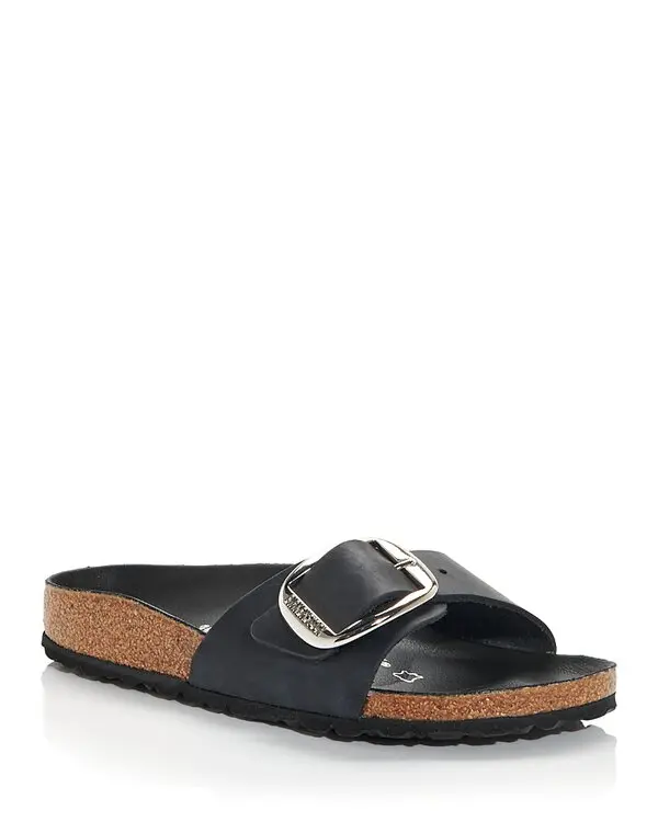 BIRKENSTOCK Madrid Big Buckle Sandals - Black Leather/silver