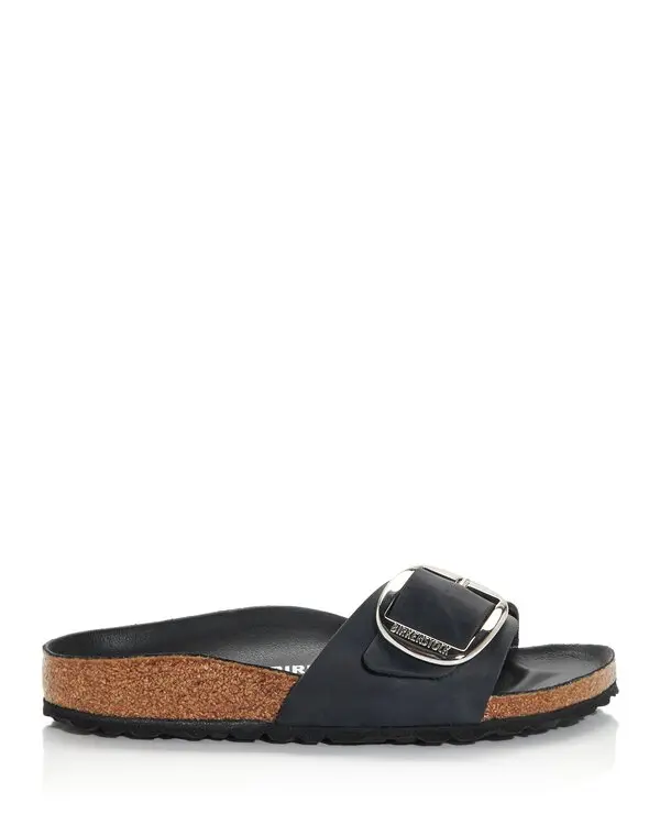 BIRKENSTOCK Madrid Big Buckle Sandals - Black Leather/silver