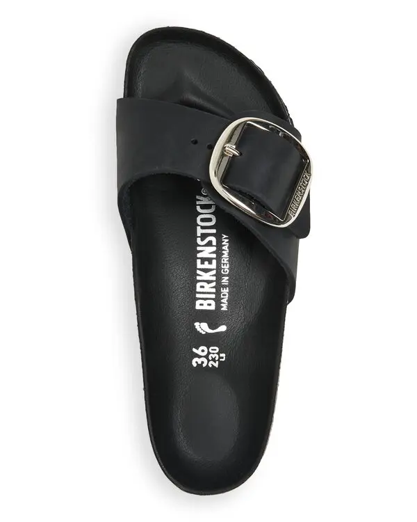 BIRKENSTOCK Madrid Big Buckle Sandals - Black Leather/silver