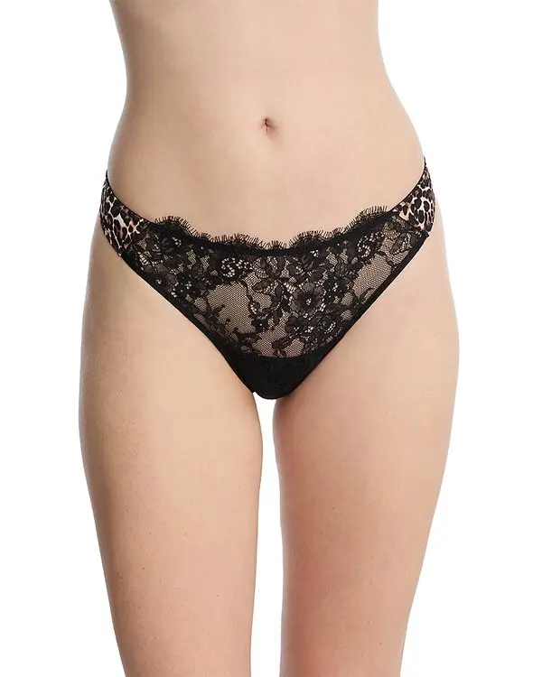 SKARLETT BLUE Entice Lace Thong - Black Leopard Print