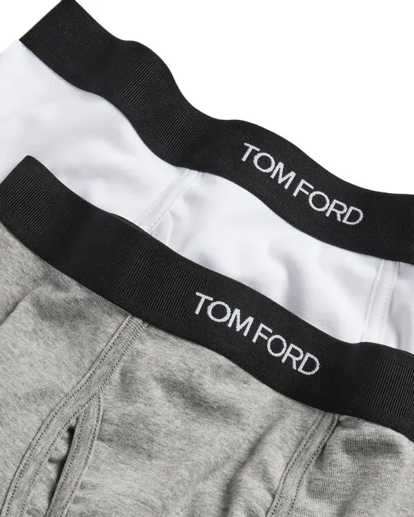 TOM FORD Cotton Blend Boxer Briefs, Set Of 2 - White/grey