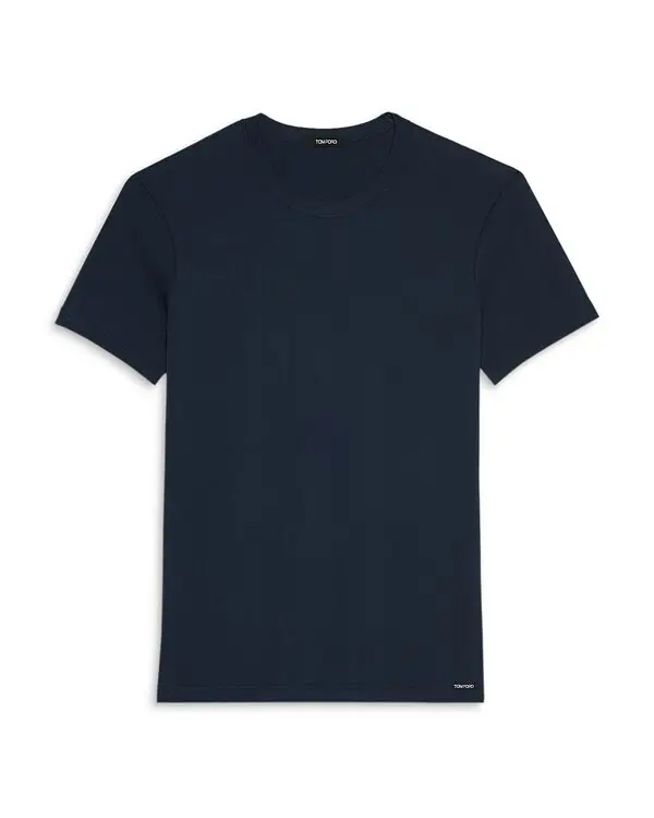 TOM FORD Cotton Blend Crewneck Tee - Navy