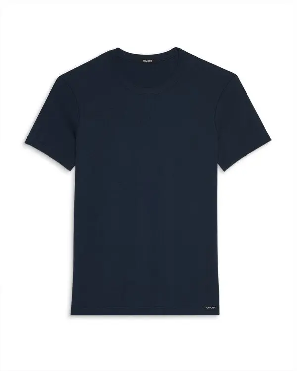 TOM FORD Cotton Blend Crewneck Tee - Navy