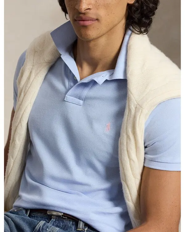Polo Ralph Lauren Custom Slim Fit Mesh Polo Shirt - Pebble Blue