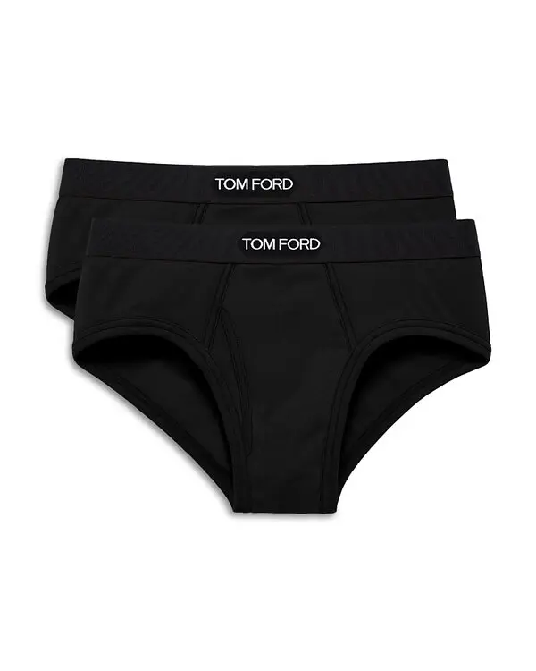TOM FORD Cotton Blend Briefs, Set Of 2 - Black