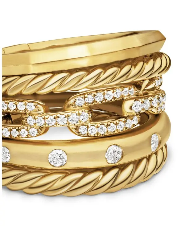 David Yurman Stax Five Row Diamond Ring - White/gold