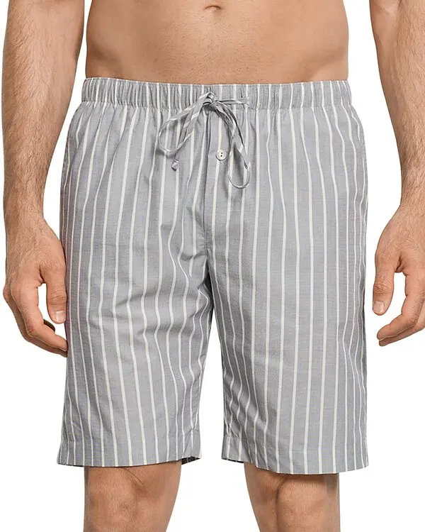 Hanro Linen Cotton Printed Short Pajama Pants - Denim Stripe