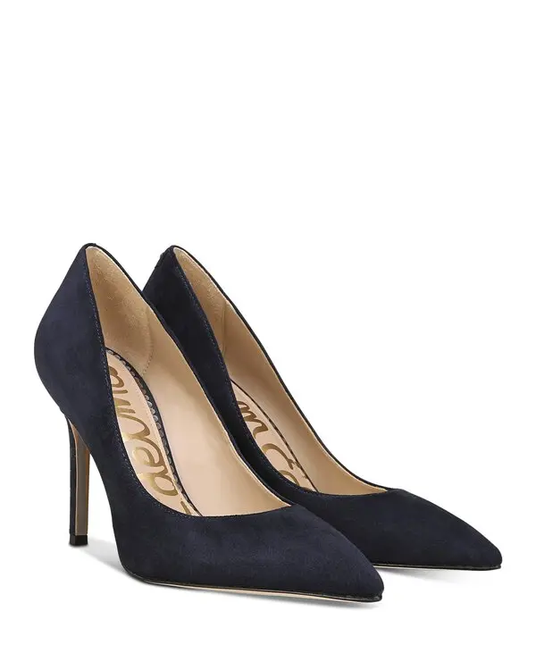 Sam Edelman Hazel Leather Pumps - Navy Suede