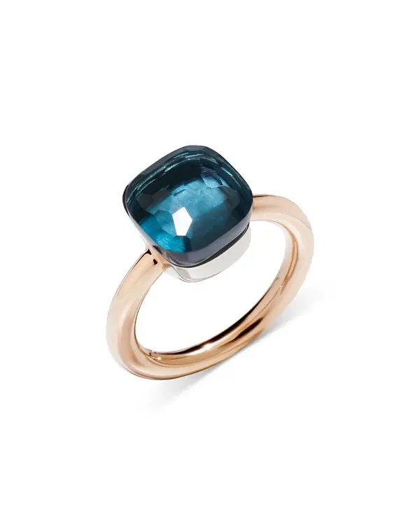 Pomellato 18k White & Rose London Blue Topaz Statement Ring - Gold