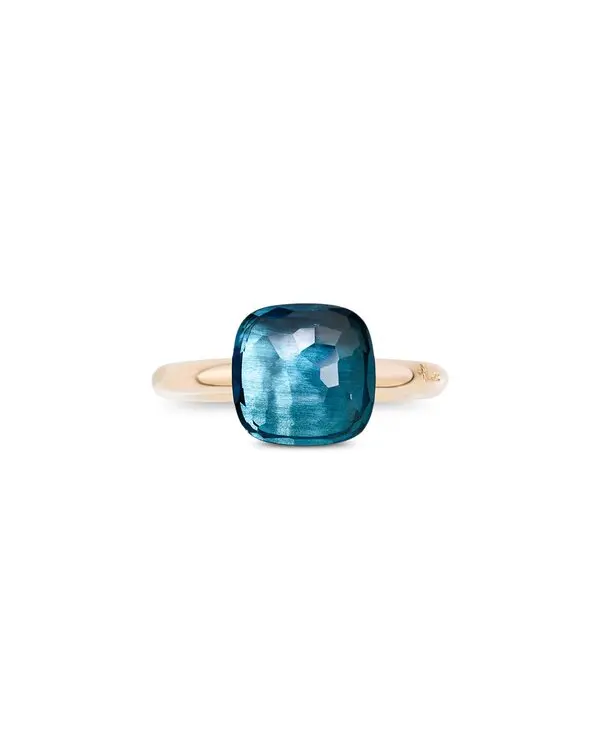 Pomellato 18k White & Rose London Blue Topaz Statement Ring - Gold