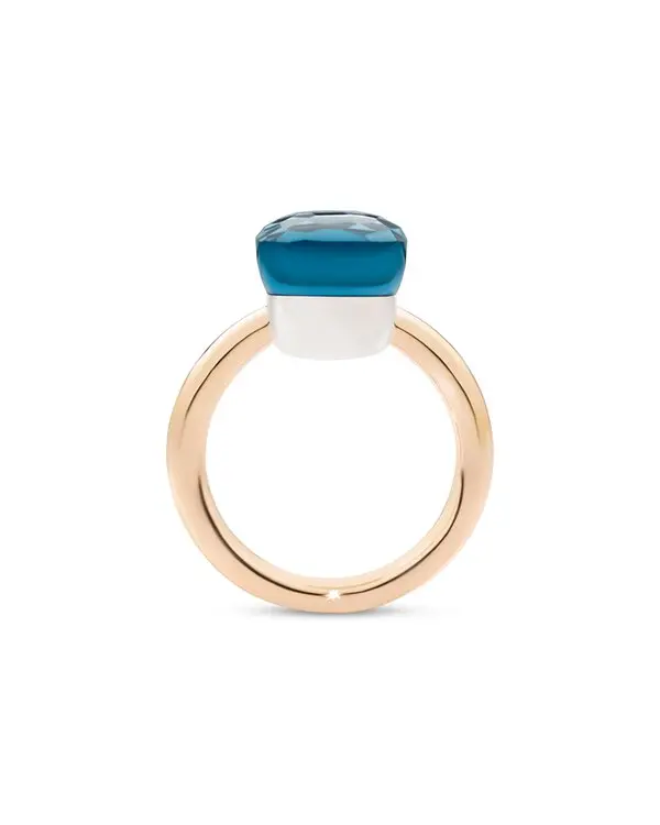 Pomellato 18k White & Rose London Blue Topaz Statement Ring - Gold