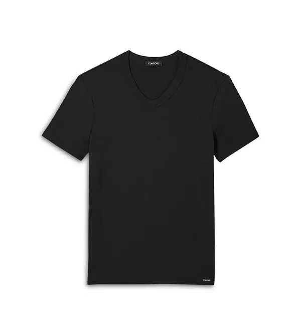 TOM FORD Cotton Blend V-neck Tee - Black