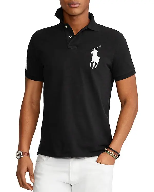 Polo Ralph Lauren Big Pony Custom Slim Fit Mesh Polo Shirt - Black