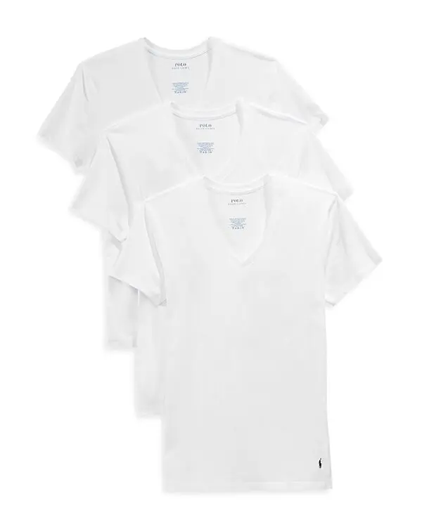Polo Ralph Lauren Slim Fit V-neck Undershirts - White