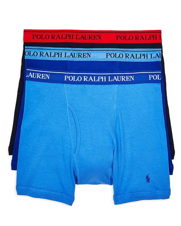 Polo Ralph Lauren Boxer Briefs, Pack Of 3 - Blue Multi