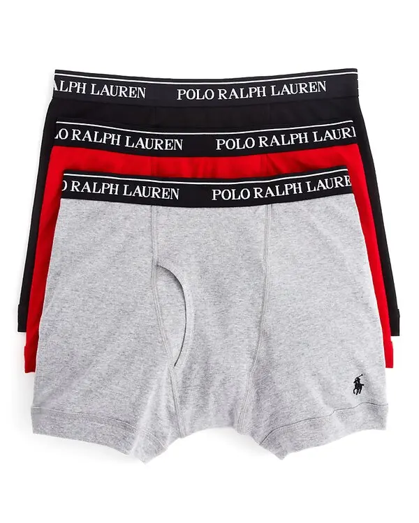 Polo Ralph Lauren Boxer Briefs, Pack Of 3 - Gray/red  Black