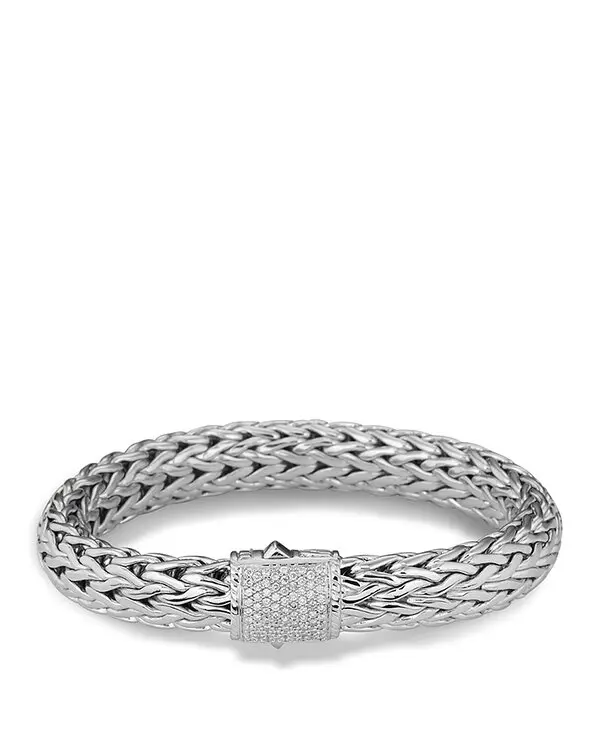John Hardy Classic Chain Diamond Pave Bracelet - White/silver