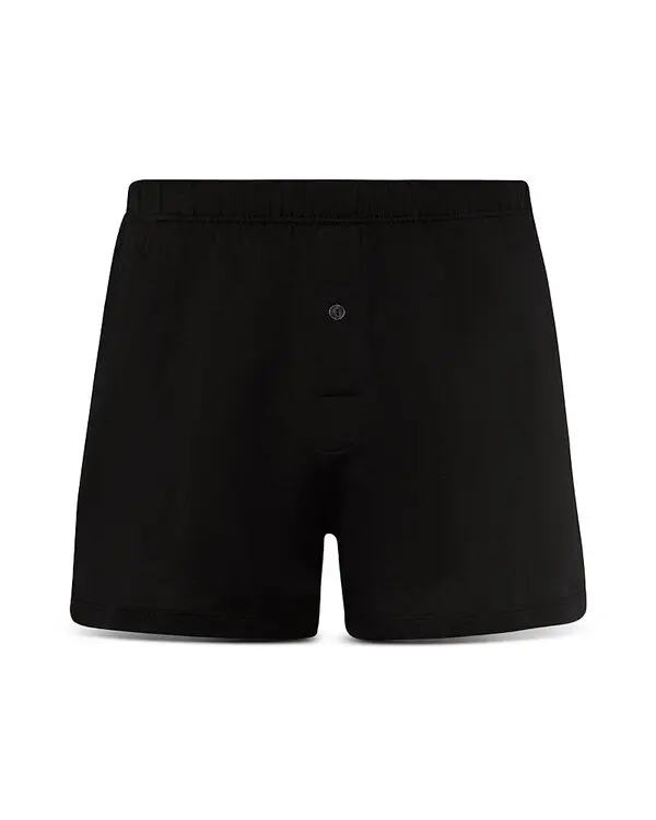Hanro Cotton Sporty Button Fly Boxers - Black