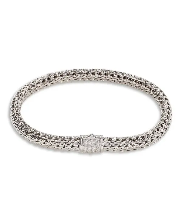 John Hardy Classic Chain Bracelet With Diamond Pave - Silver