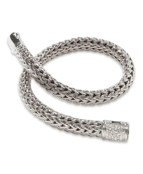John Hardy Classic Chain Bracelet With Diamond Pave - Silver