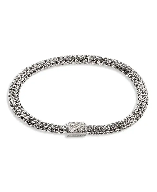 John Hardy Classic Chain Extra Bracelet With Diamond Pave - White/silver