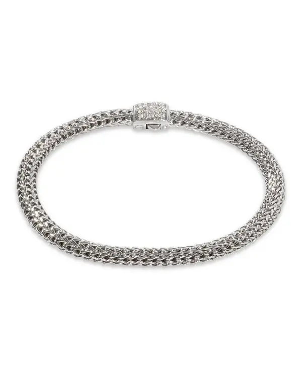 John Hardy Classic Chain Extra Bracelet With Diamond Pave - White/silver
