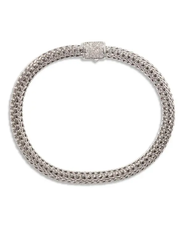 John Hardy Classic Chain Extra Bracelet With Diamond Pave - White/silver